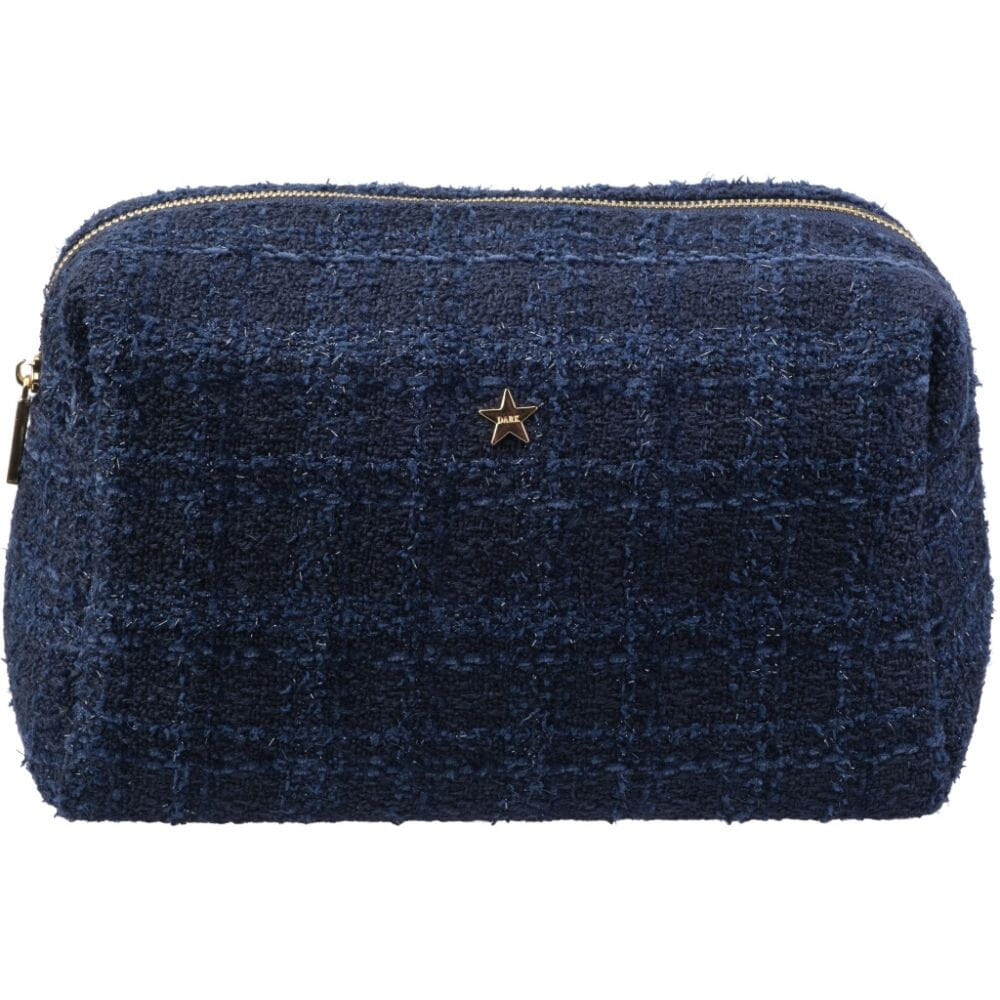 Dark Large Make-Up Pouch Dark Navy Blue Tweed